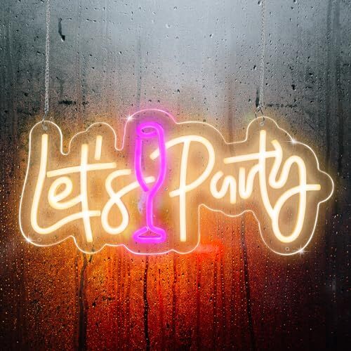 Let's Party Neon Sign, USB Powered, 15.75"×7.48" Let's Party Warm White ...