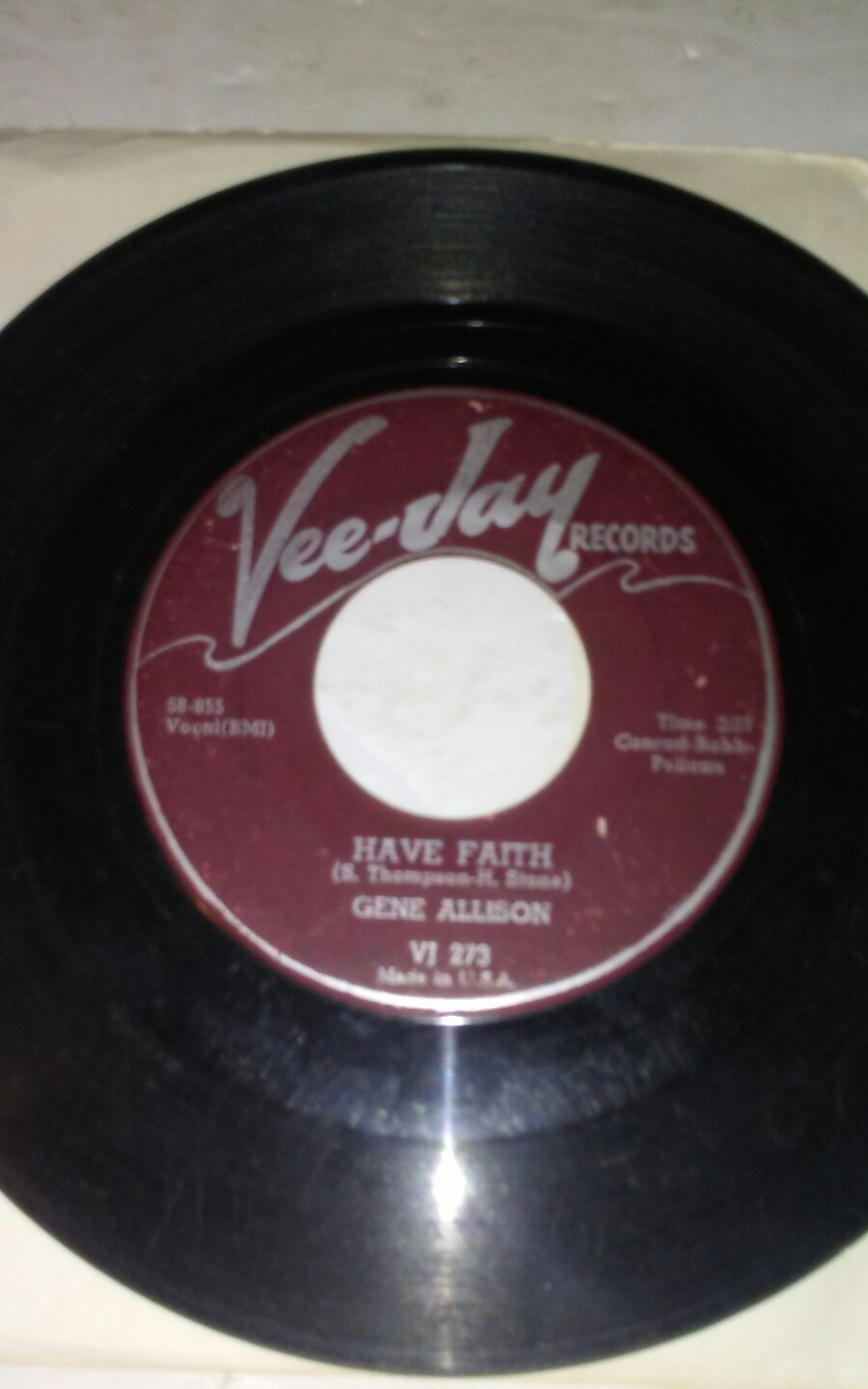 Gene Allison 7" 45 HEAR R&B SOUL My Heart Remembers VEE JAY Have Faith ...