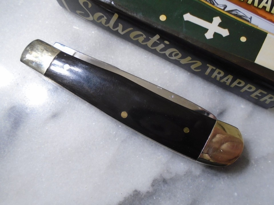 Salvation Christian 2 Blade Trapper Pocket Knife Buffalo Horn 5036 John ...