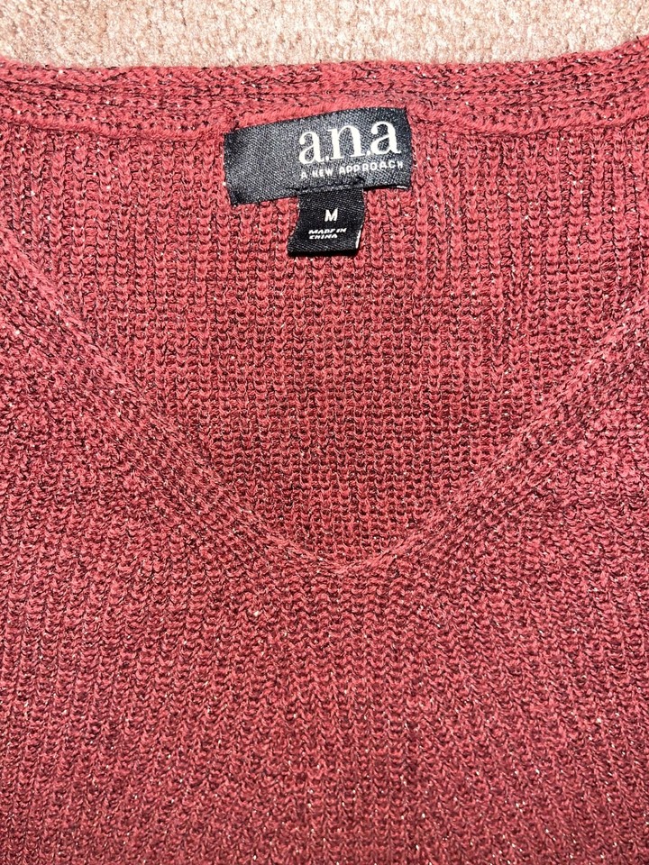 womens a.n.a rust colored metallic sweater sz med | eBay