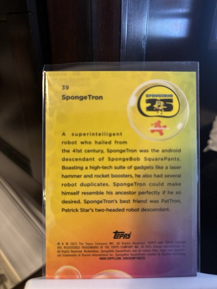 2025 Topps Chrome SpongeBob SquarePants 25th Anniversary #39 SpongeTron ...
