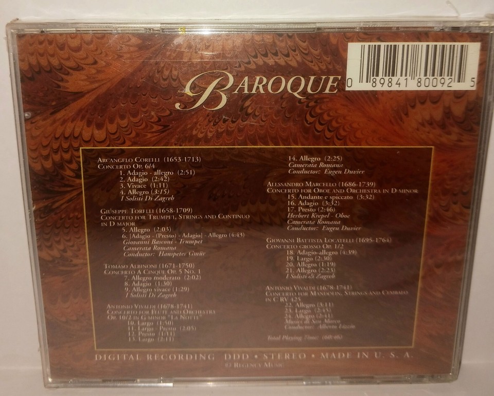 Baroque The Masterpiece Collection CD NWT New Classical Regency Music ...