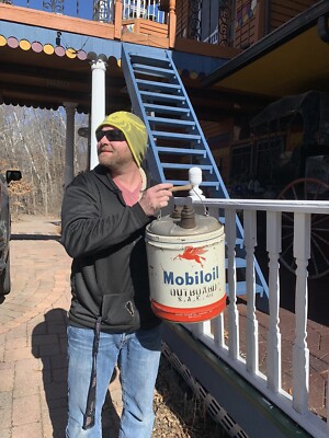 Vintage Rare Mobil Outboard Oil 5 gallon Can sign with Pegasus Graphics ...