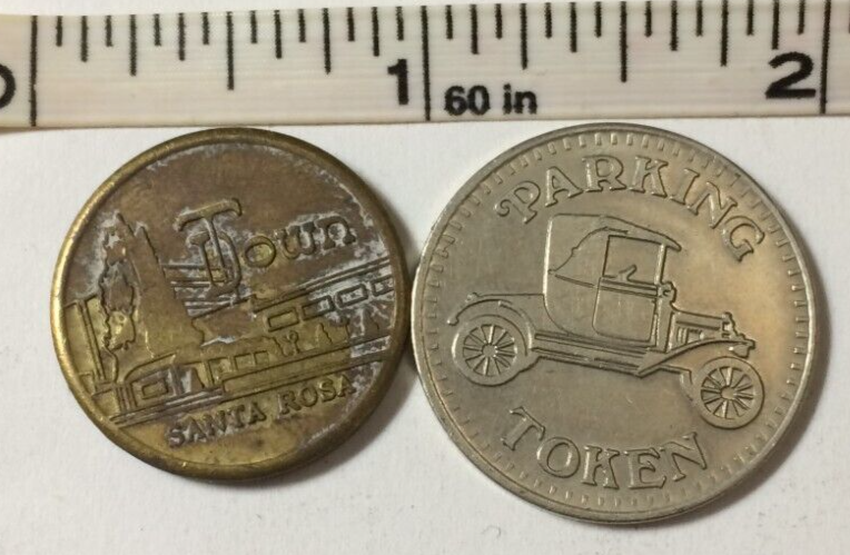 #1707 - LOT OF (2) PARKING TOKENS - DOWNTOWN SANTA ROSA 5 CENT PARKING ...