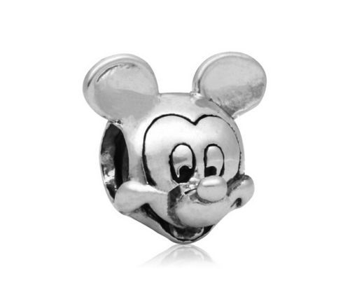 SET OF 2 Silver Plated Mickey & Minnie Mouse Beads for Charm Bracelets ...