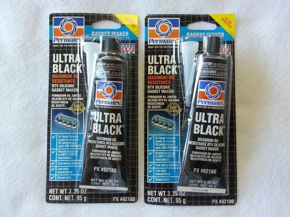 2x PERMATEX Ultra Black 82180 Max Oil Resist RTV Silicone Gasket Maker ...