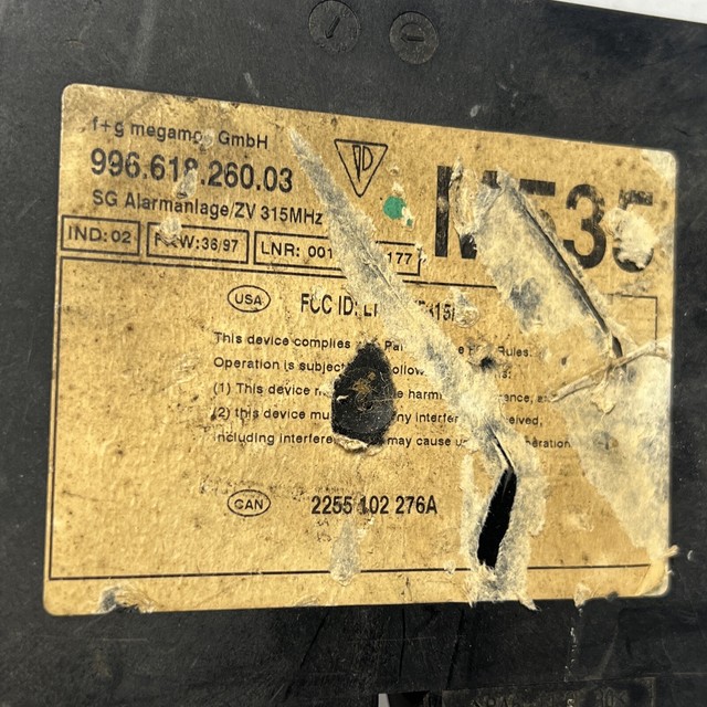 1998 Porsche 986 Boxster Theft Immobilizer Alarm Module Oem 99661826003 ...