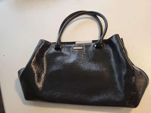 KATE SPADE - BLACK HANDBAG. PATENT LEATHER OUTSIDE, FABRIC INSIDE | eBay
