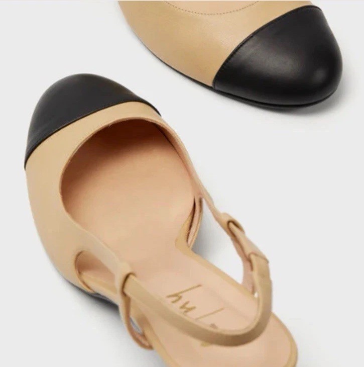 FRENCH SOLE TUCKERNUCK Baton Beige Black Sling Back Heels Shoes Sz 8 | eBay