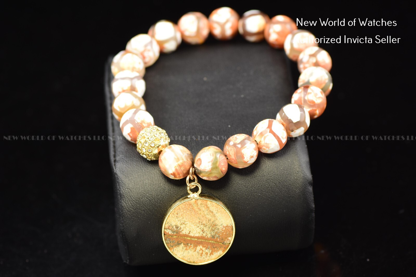 Beads Handmade Jewelry Matching Invicta Watch White Brown Stone Locket ...