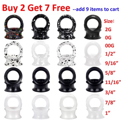 2Pcs Ultra Thin Ear Tunnel Plugs Hollow Silicone Ear Gauge Expander ...