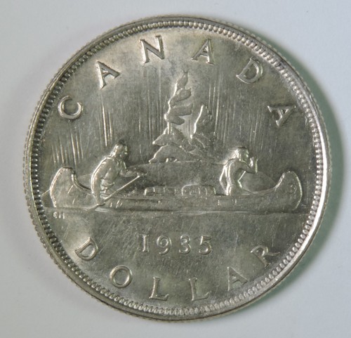 1935 Canada George V Silver One Dollar $1 Coin BU Uncirculated Canadian ...