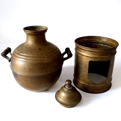 Antique Handmade Egyptian Brass Beans Cooking Pot Cookware Damasa 10.3 ...