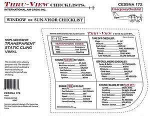 Thru-View Emergency Aviation Checklist - Cessna 172 - Carbureted | eBay