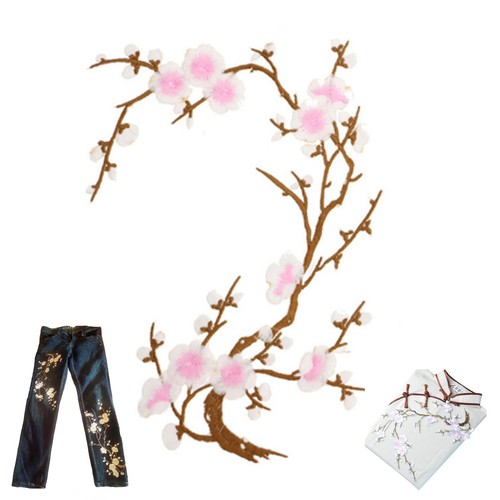 Large light pink flower iron on patch Sakura plum blossom spring iron ...