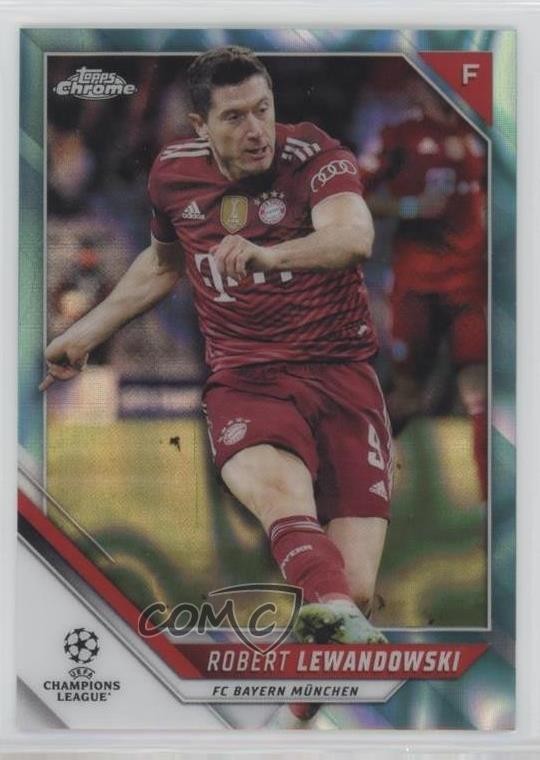 2021-22 Topps Chrome UCL - Robert Lewandowski #123 Aqua Lava Refractor ...