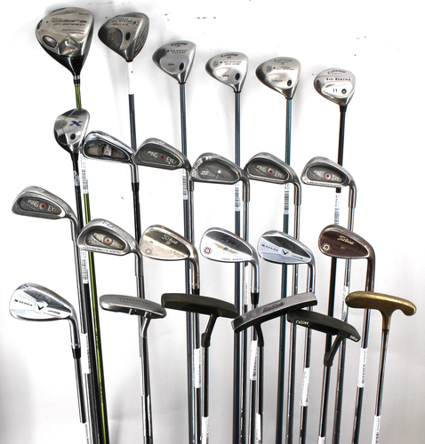 Lot of 24 Golf Clubs — Assorted Brands Lengths Lofts & Flexes Left ...