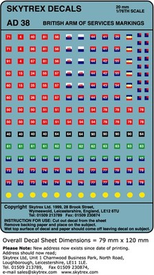 WWII DECALS British Arms of Services Markings 1/76 - 1/72 - 20mm Scale ...