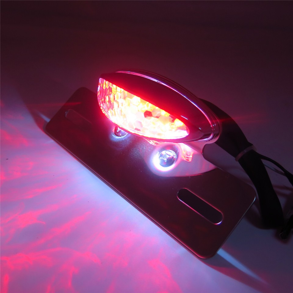 Motorcycle Chrome Cat Eye Rear Taillight License Plate Brake Light Lamp ...