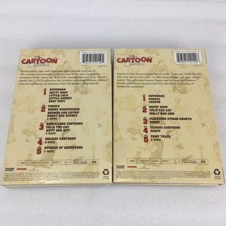 2 DVD Cartoon Classics Collector's Edition Set Popeye, Superman, Betty ...