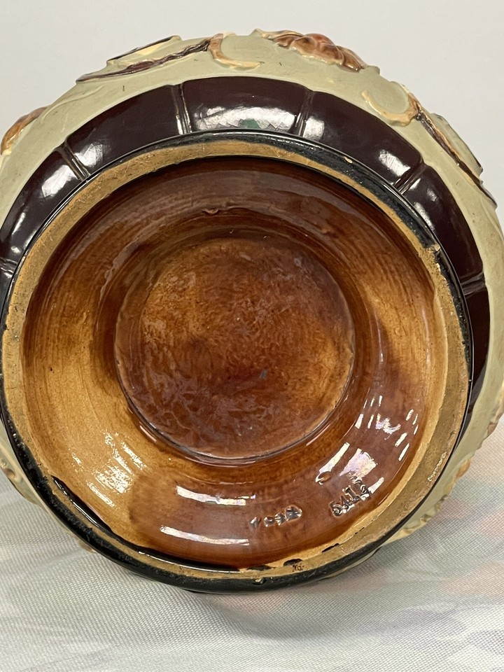 ANTIQUE WILHELM SCHILLER MAJOLICA VASE GOTHIC NEPTUNE POSEIDON HANDLED ...