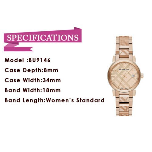 Burberry BU9146 The City Acier Inoxydable Couleur Or Rose Montre pour ...
