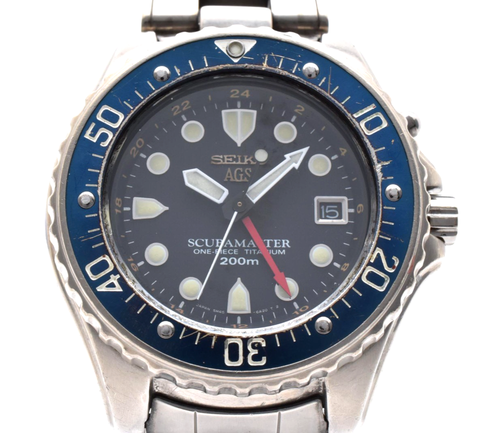 [EXCELLENT+5] SEIKO AGS Scuba Master 5M45-6A30 Titanium 200m Diver Mens ...