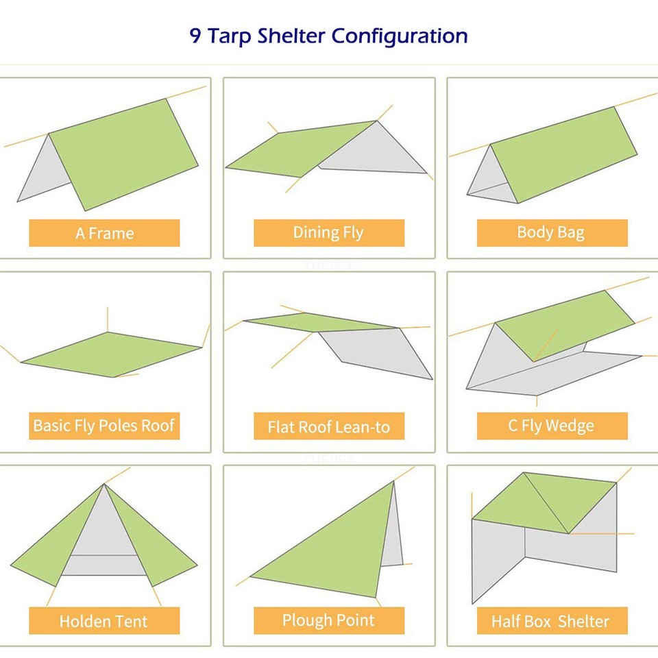 Waterproof Camping Rain Fly Tarp 10' Sun Shelter Hammock Tent Canopy ...