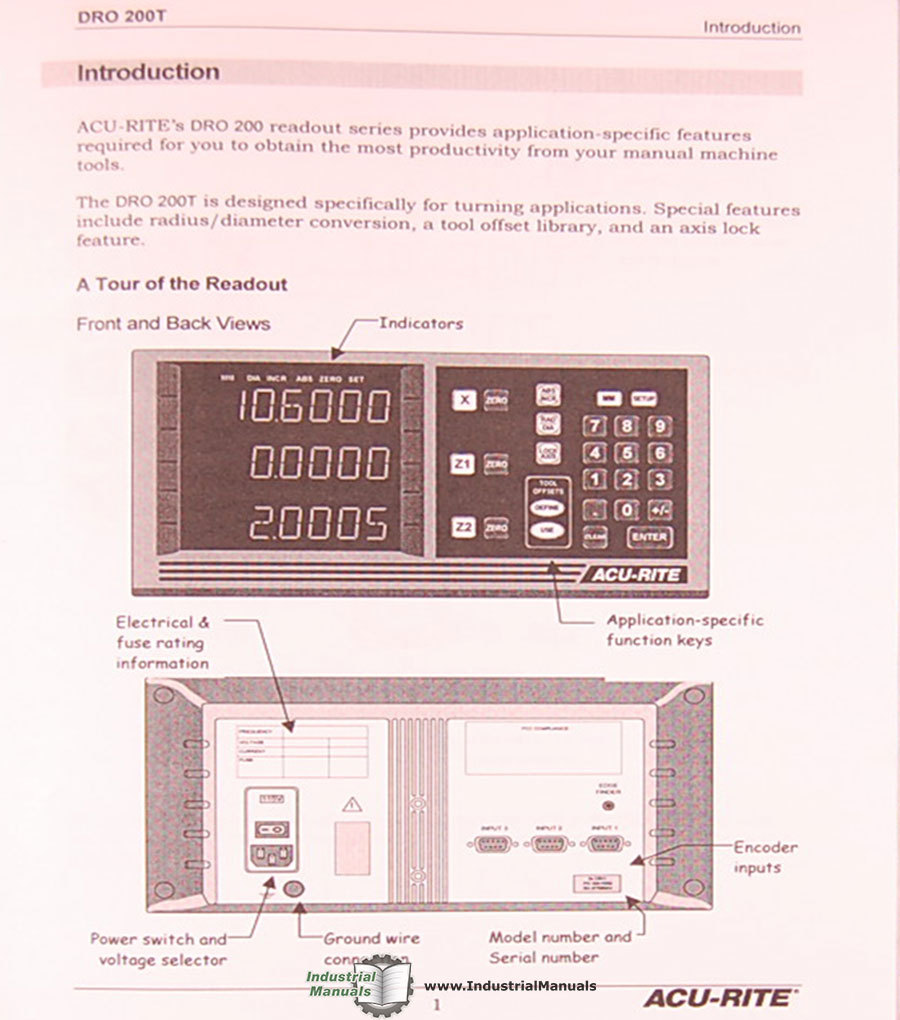 ACU Rite DRO 200T, Control Operations Setup and Troubleshoot Manual | eBay