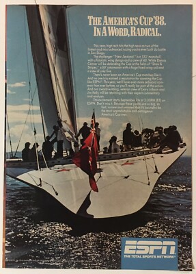 America’s Cup Sailing ESPN 1988 Vintage Print Ad 7.5x10.5 Inches Wall ...