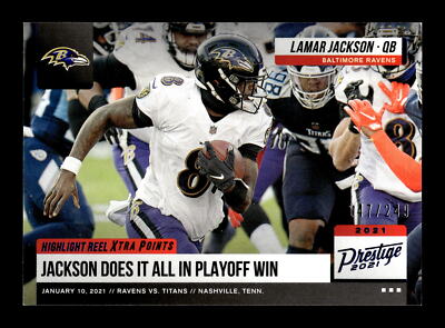 2021 Prestige NFL #HR-LJ Lamar Jackson Highlight Reel Xtra Points Blue ...