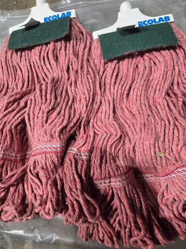 2pk EcoLab Red Mop Heads Industrial For Heavy Grease, Grease Beater | eBay