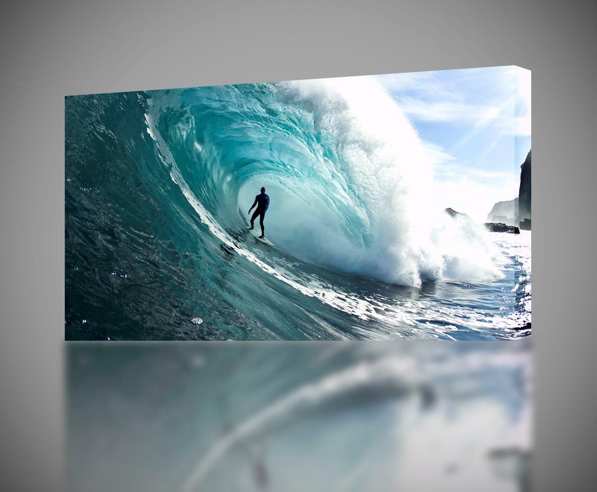 Wave Surfing CANVAS PRINT Wall Home Decor Giclee Art Poster CA894 | eBay