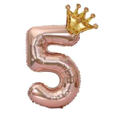 32in Rose Gold Number 5 Crown Balloon, Birthday Decoration Balloon ...