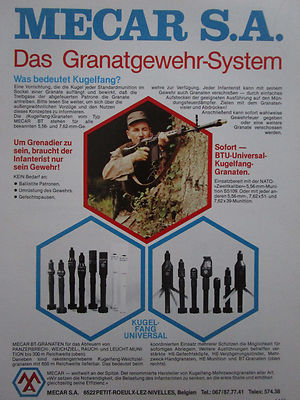 9/1982 PUB MECAR PETIT ROEULX LEZ NIVELLES RIFLE GRENADE SYSTEM GERMAN ...