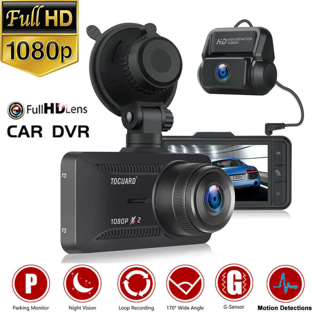TOGUARD Both 1080P Dual Dash Cam 3 Inch IPS Front and Rear Dual Lens ...