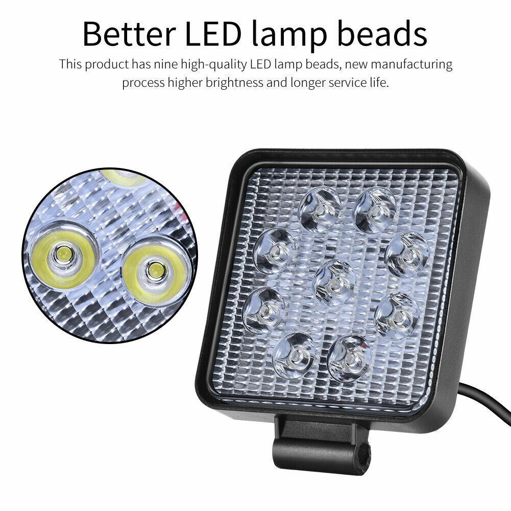 2PC 3x3 27W Square LED Work Light Fog Truck Off Road Tractor Flood ...