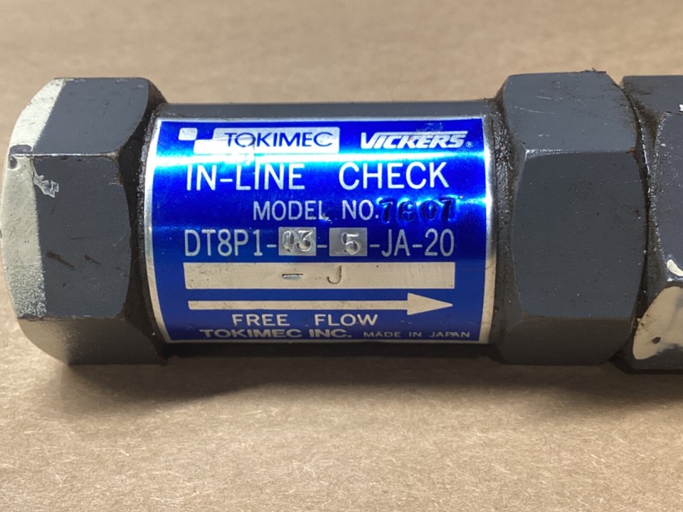 Tokimec In Line Check Valve DT8P1-03-5-JA-20-J #132M24 | eBay