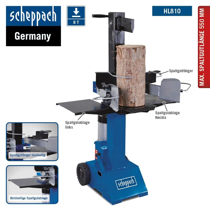 Scheppach HL810 Holzspalter Hydraulikspalter Stehend 8t 400V 3,5KW 50 ...