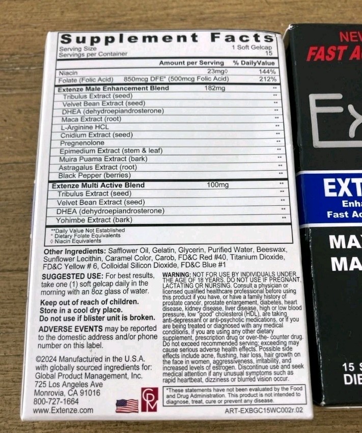 Lot of (2) Extenze Maximum Strength Extended Release 15 Soft Gelcaps ...