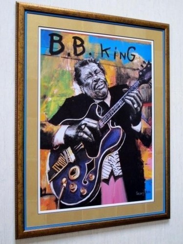 B.B. King Framed Art Poster Patterson Barnes Blues Jazz Gold Frame 80cm ...