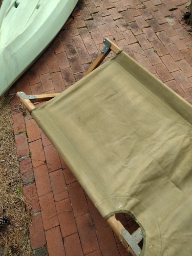Vintage Wood & Canvas Folding Camping Cot 75” x 27x 17” Army Boy Scout ...