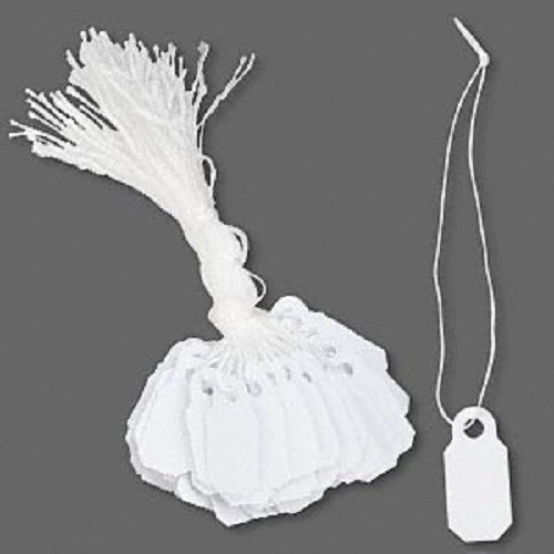 200 Small White Plastic Hanging Tags 3/8 x 7/8 in Jewelry,Craft Display ...