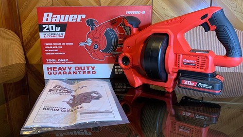 20V Electric Drain Cleaner Machine w/ Bauer 3.0 Battery Bundle, Snake ...