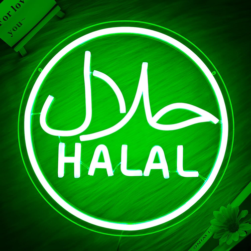 Halal Neon Signs for Wall Decor Dimmable Led Green Restaurant Neon ...