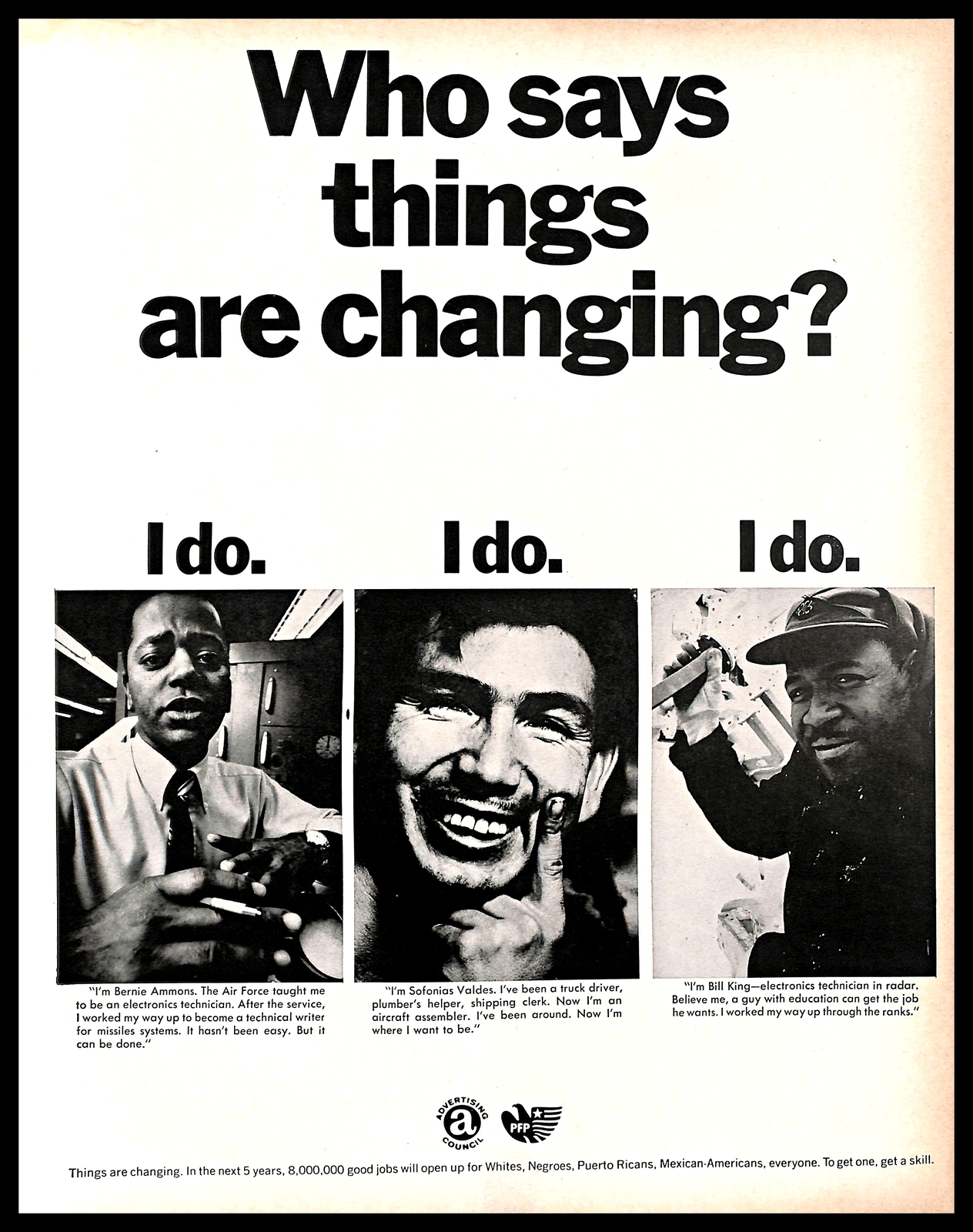 1967 Advertising Council Career Vintage PRINT AD Job Security Change ...
