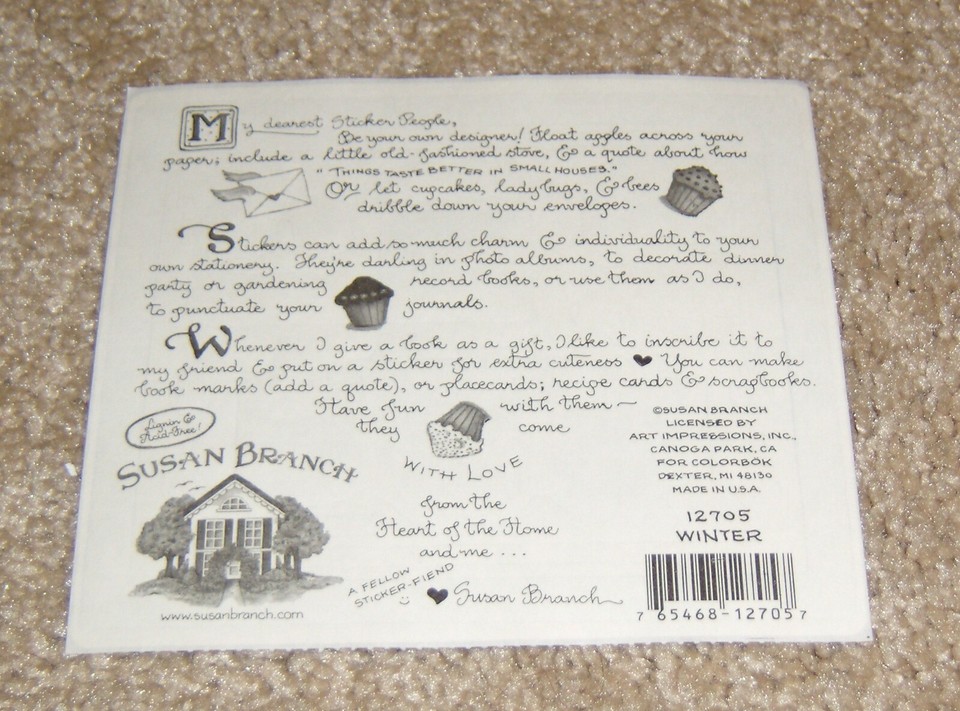 Colorbok Sticker ~ Susan Branch......Winter | eBay