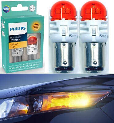 Philips Ultinon LED Light 1157 Amber Orange Two Bulbs Front Turn Signal ...