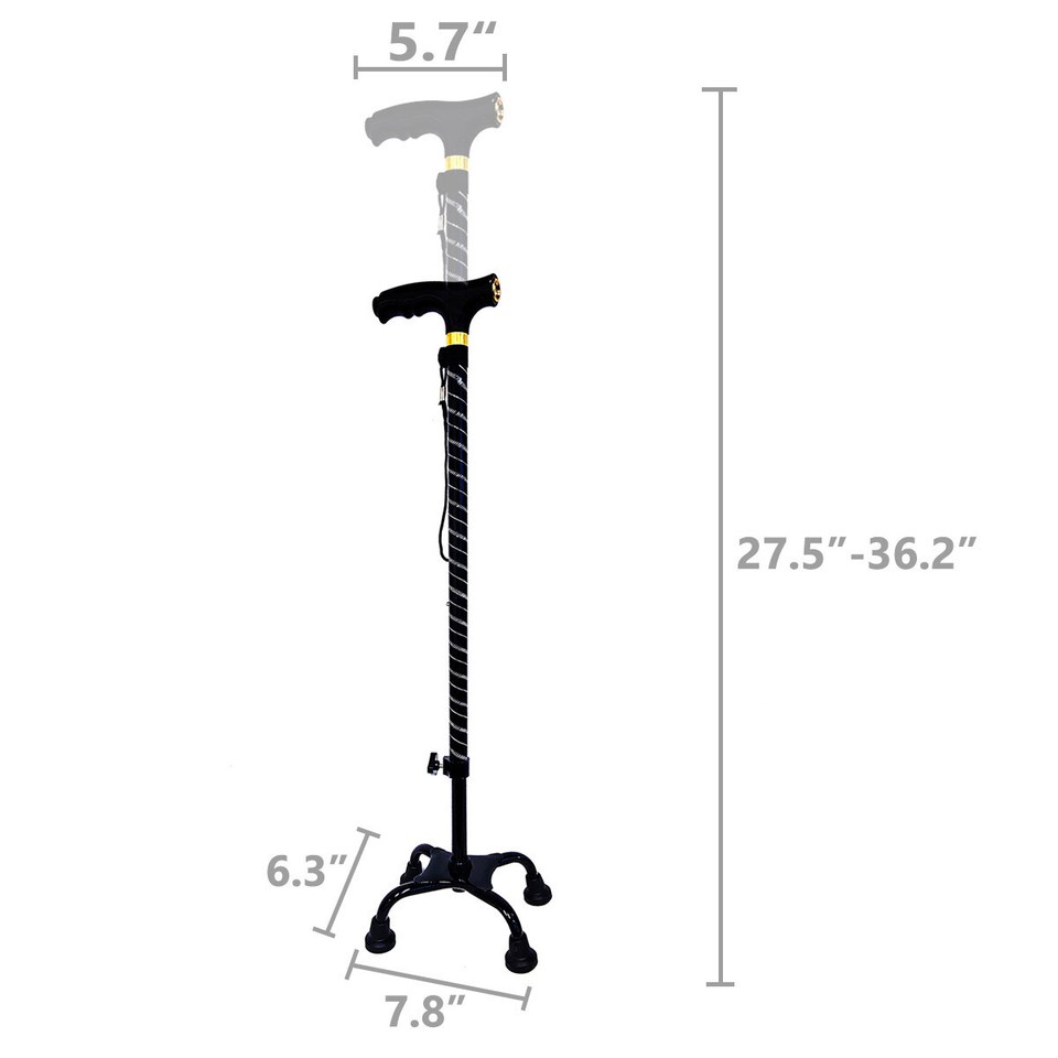 Quad Cane Walkers Stick Bariatric Walking Cane LED Walking Aid Medical ...