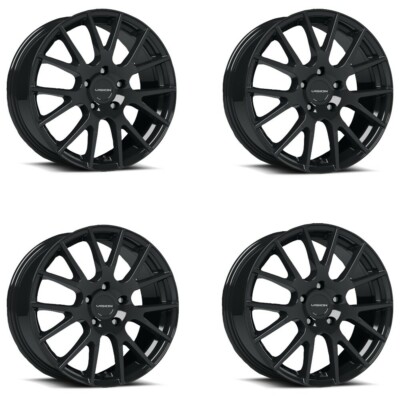 Set 4 16" Vision 18 Hellion Gloss Black 16x7 Wheels 5x4.5 (5x114.3 ...
